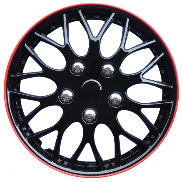4 enjoliveurs Missouri 14" ice noir liseret rouge