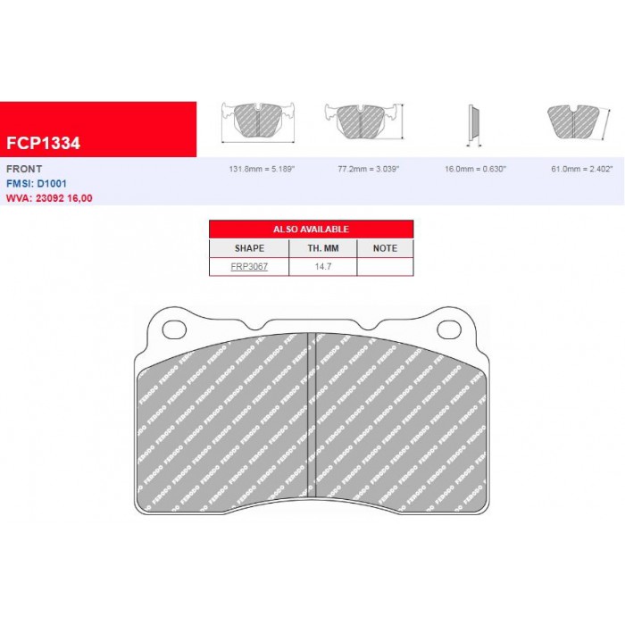 Plaquettes de frein ferodo DS2500 FCP1334H Megane 3 RS