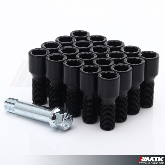 Pack de 20 vis noir + clé avec tête en étoile 14x150