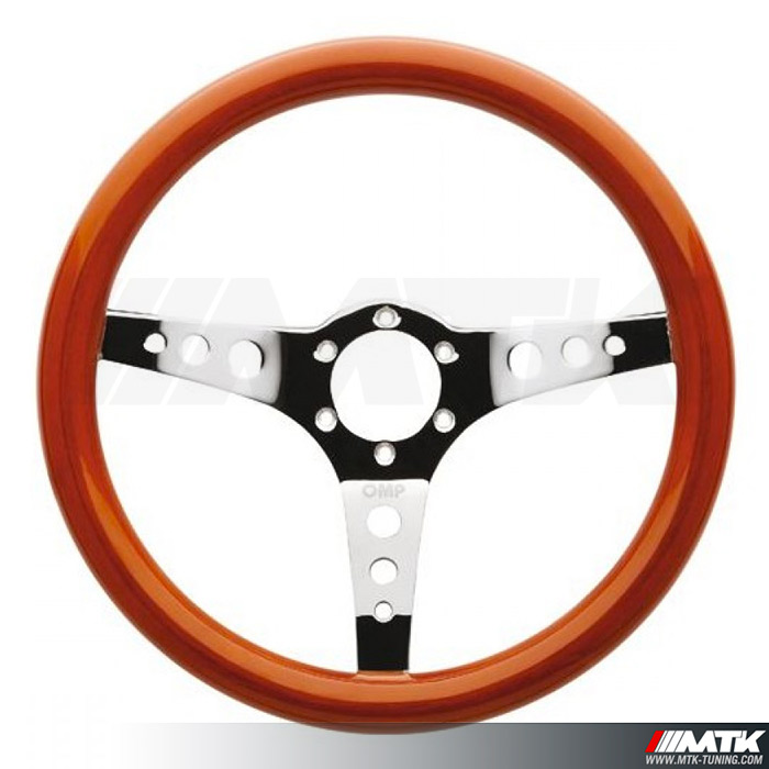 Volant en bois OMP mugello 350 mm avec klaxon