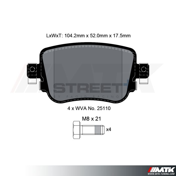 Plaquette de frein PAGID Street + T8108SP2001