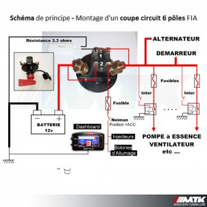 Coupe-Circuit 6 pôles FIA 12V-24V avec schema